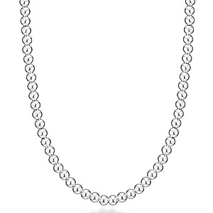 Miabella Italian 925 Sterling Silver Handmade 6mm Bead Ball Strand Chain Necklace for Women, Made in Italy (Length 18 Inches (Small))