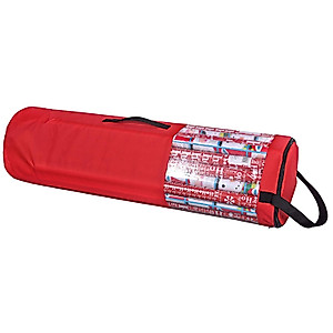 ProPik Wrapping Paper Storage Bag, Christmas Gift Wrap Organizer Stores Up to 24 Rolls 40 Inch, Heavy Duty Polyester plus PVC Clear Bag with Handles