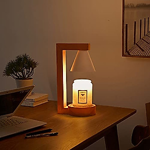 NETRCRHOM Wood Candle Warmer Lamp with Timer and Dimmable, Electronic flameless Candle Light for Jar Scented Candles Melter, Top Wax Melting Lamp with 2 Light Bulbs
