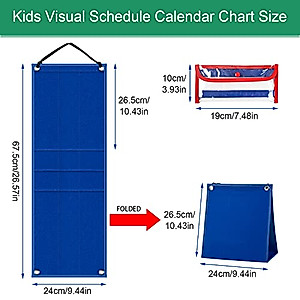KIKIGOAL Kids Visual Schedule Calendar Chart, 2 in 1 Autism Daily Chore Routine Chart With 70 Cards Autism Learning Materials Kids Visual Behavioral Tool Wall Planner for Home School