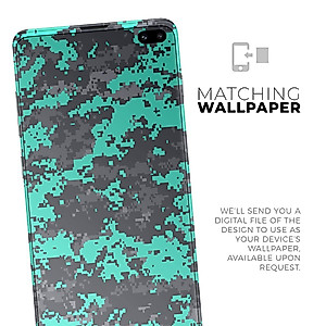 DesignSkinz Bright Teal and Gray Digital Camouflage Protective Vinyl Decal Wrap Skin Cover Compatible with The Samsung Galaxy S20 (Screen Trim & Back Glass Skin)