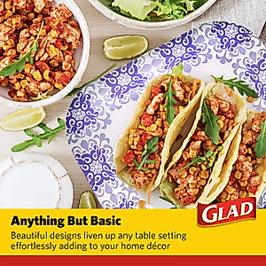 Glad Square Disposable Paper Plates for All Occasions | Soak Proof, Cut Proof, Microwaveable Heavy Duty Disposable Plates | 8.5" Diameter, 50 Count Bulk Paper Plates