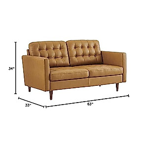 Modway Exalt Tufted Vegan Leather Loveseat, Tan