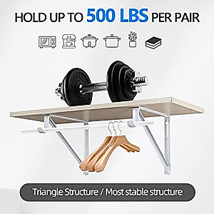 HOME MASTER HARDWARE Heavy Duty Closet Shelf & Rod Brackets, Wall Mounted Closet Shelves Bracket with Rod Shelving Support, White with Screws 10-Pack