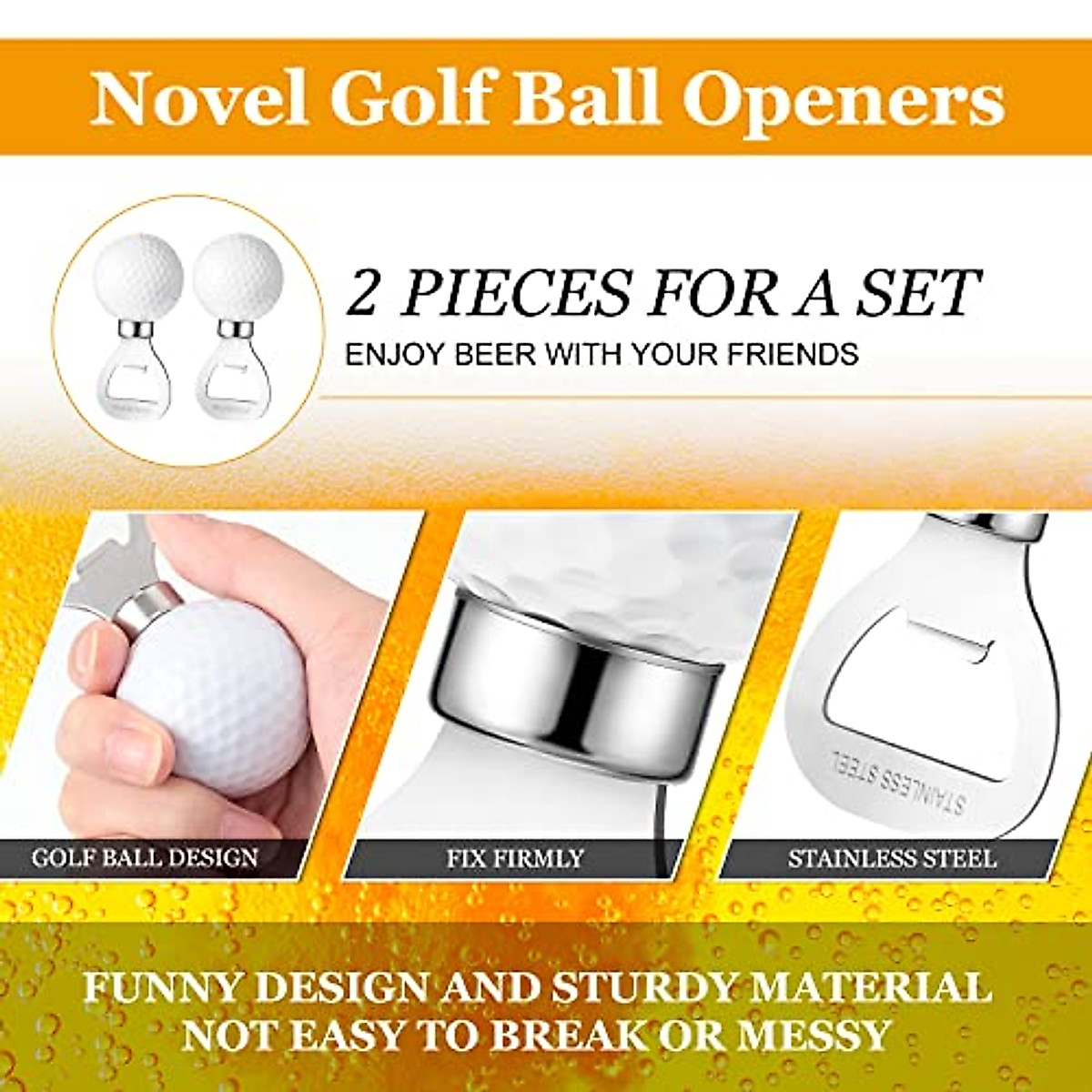 2 Pieces Golf Ball Bottle Opener, Beer Bottle Opener Funny Gifts for Men Women Novelty Items for Golf Lover Beer Enthusiast