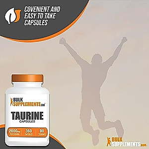 BULKSUPPLEMENTS.COM Taurine Capsules - Taurine Supplement, Taurine 2000mg, Amino Acids for Heart Health, Taurine Pills - Gluten Free, 4 Taurine 500mg Capsules per Serving (2000mg), 360 Capsules