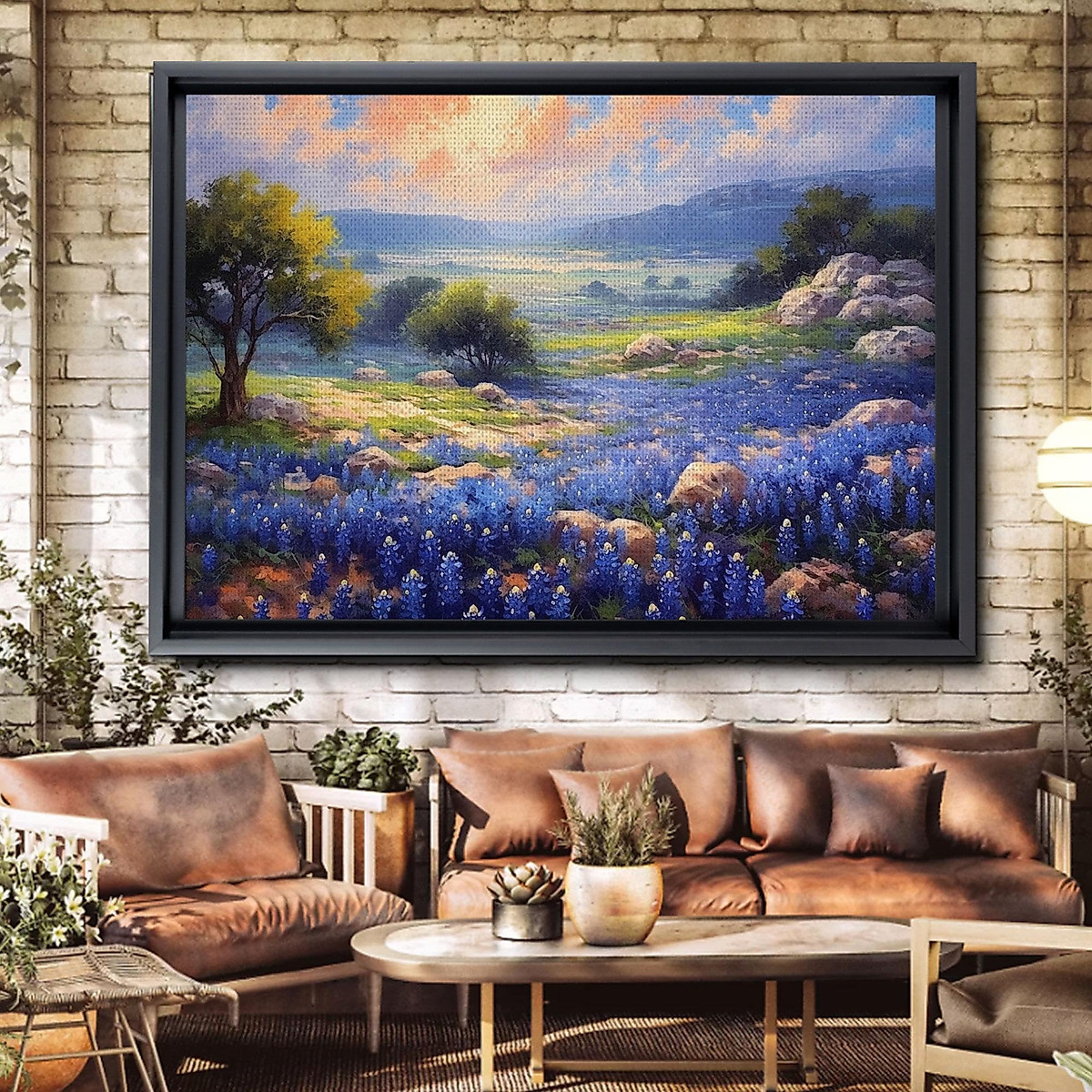 Enchanting Texas, Native Texas Hill Country Bluebonnet Landscape - Fine Art Print Mounted in a White Mat Board