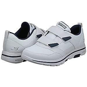 Skechers Men's Gowalk-Athletic Hook and Loop Walking Shoes | Two Strap Sneakers | Air-Cooled Foam, White/Navy, 13
