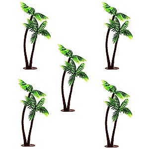 E-outstanding Miniature Coconut Tree 5PCS 13cm Plastic Coconut Palm Trees Mini Plant Pots Bonsai Craft for Micro Landscape Dollhouse Fairy Garden DIY Decor