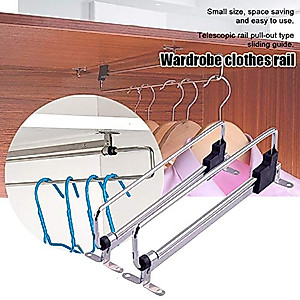 QOTSTEOS Heavy Duty Retractable Wardrobe Closet Pull Out Rod, Hanger Trousers Pull Out Hanger Rail Telescopic, Closet Rod for Wardrobe Houseware Clothing Organizer Holder(size:30cm)