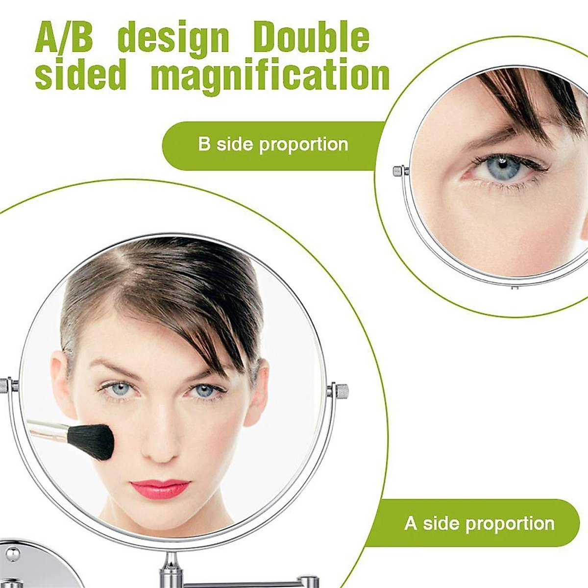 ESRADA Bathroom Mirror Makeup Mirror Extendable Single Side Bathroom Mirror 3X Magnification Folding Round Shape Cosmetic Vanity Mirror (Metal 8.5inch)