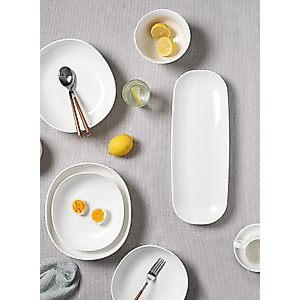 Teocera Pasta Bowls, Salad Bowls Set, Large Serving Bowls, 50 Ounce Porcelain White Bowls Set of 4 - Square Design, Microwave Dishwasher Safe