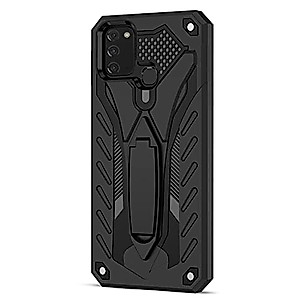 Phone Back Cover Compatible with Infinix Smart 5/Hot 10 Lite,Military Grade Strong Two Layer PU+TPU Hybrid Full Body Case,Bracket Protective Dustproof Shockproof Cover Case Cover sleeves ( Color : Dar