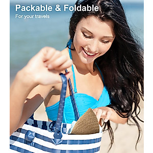 MEINICY 3PCS Sun Hat Beach Straw Hat for Women Wide Brim Foldable Roll up Summer UPF 50+ Hat (Ivory+Brown+Beige)