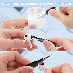 Cleaner Kit for Airpod, iPhone Cleaning Kit, Multi-Function Airpod Cleaner Kit Soft Brush for Phone Charging Port, Headphone, Earbuds, Earpods, Earphone,iPod, Case, iPhone, iPad, Laptop,Camera,Black
