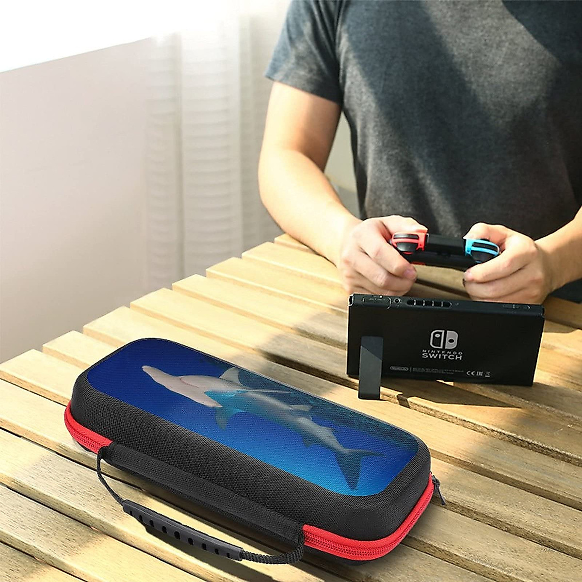 Hammerhead Shark in Wild Travel Carrying Case Game Bag for Nintendo Switch Console Accessories Holds 20 Game Card Bag