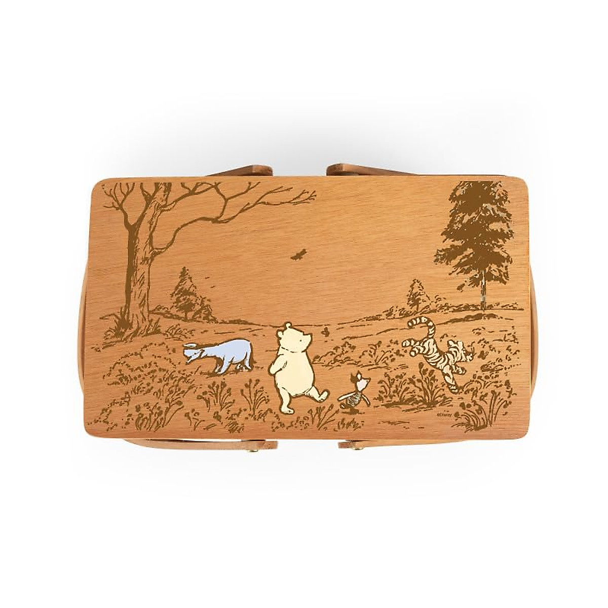 PICNIC TIME Disney Winnie the Pooh Poppy Personal Picnic Basket, Insulated Lunch Bag, Retro Lunch Box, (Beige)