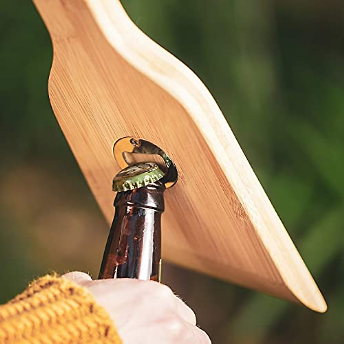 Charware Classic Grill Scraper: Premium Non-Bristle Wooden Grill Cleaner Non-Wire BBQ Brush - Premium 100% Pine 17" Cleaning Brush Wooden Grill Paddle Tool with Bottle Opener (Smoked Pine)