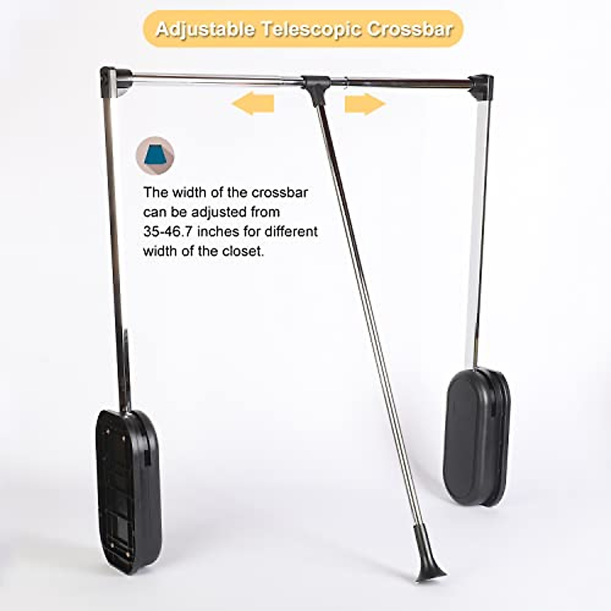 usego Pull Down Closet Rod Chrome Heavy Duty Adjustable 35-46.7 Closet Pull Down Rods Hanger for Hanging Clothes Wardrobe Lift Rail Organizer Storage System Side Mounted Expanding Tubing