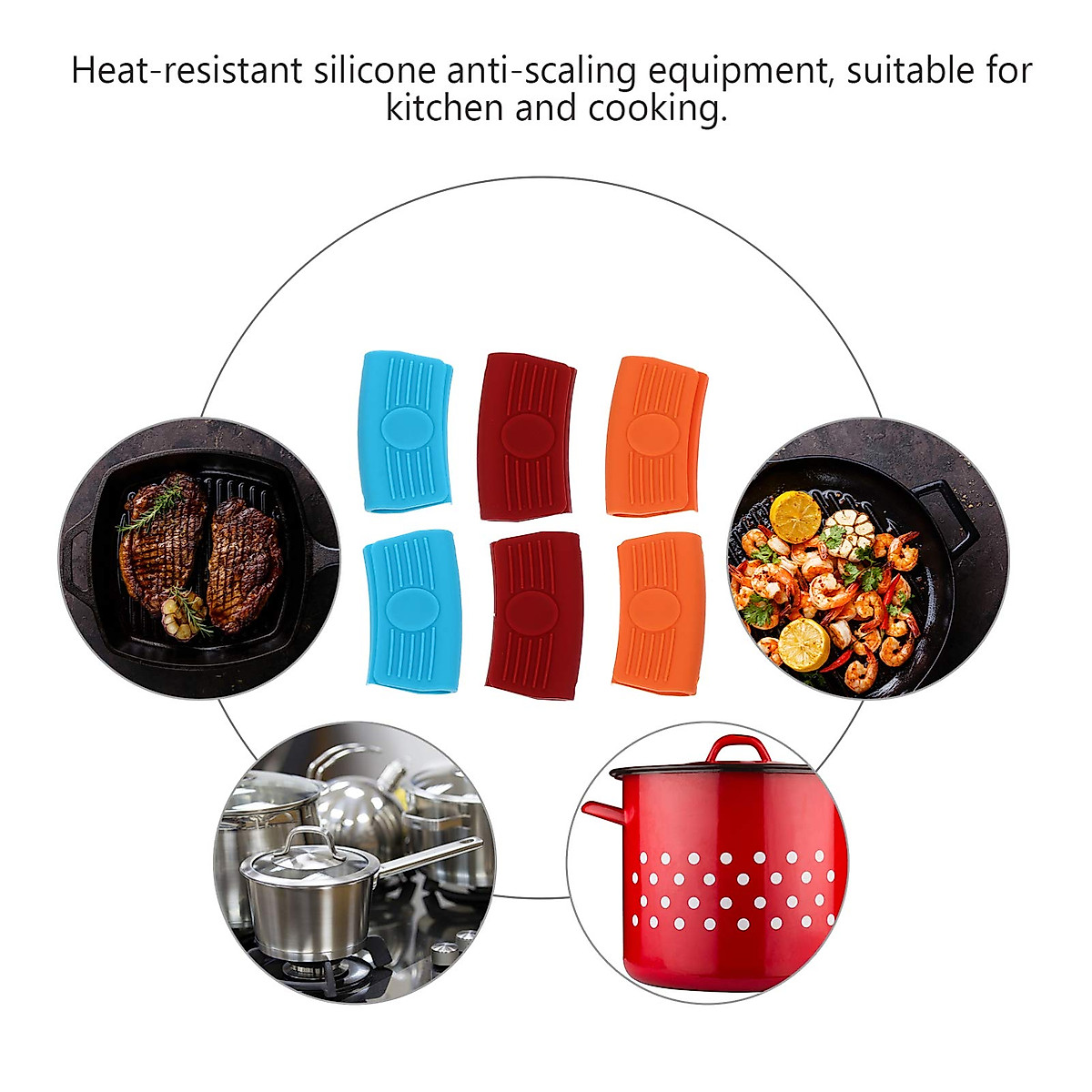 MILISTEN 3 Pair Silicone Pot Ear Clips Frying Pans Handle Cover Fry Pan Handle Holder Oven Grab Mitts Bowl Clip Pot Pad Red Pot Holders Hot Handle Holder Insulation Sleeves