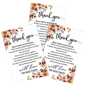 Chinco 100 Pieces Wedding Thank You Cards Thank You Place Setting Wedding Greenery Cards Thank You Place Cards 4 x 6 Inches for Party Wedding Reception Rehearsal Dinner Bridal Shower (Autumn)