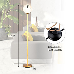 Tangkula Globe Floor Lamp, Mid Century Modern Standing Lamp with Acrylic Lampshade, Tall Pole Light for Living Room, Bedroom & Office (Gold)
