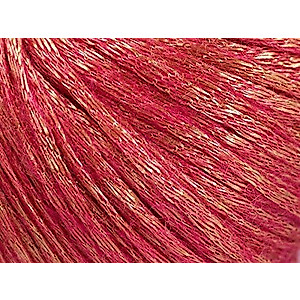 Rock Star, Gold, Pink, Metallic Shine, Soft Nylon Merino Wool Acrylic Blend Yarn, 50 Gram