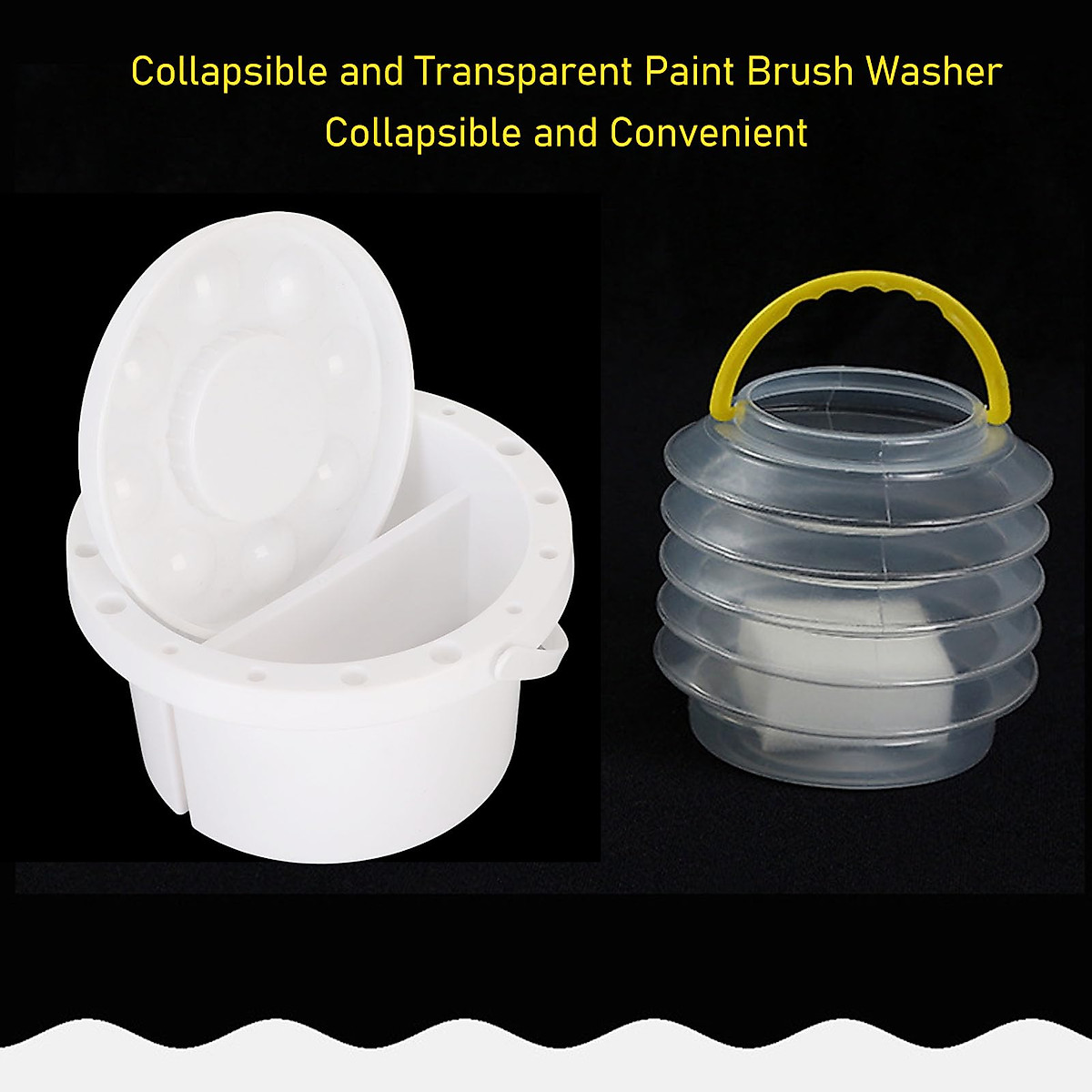 Paint Brush Washer, Multi Purpose Portable Handle Plastic Collapsible Painting Water Cup for Travel