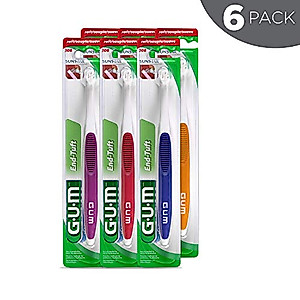 GUM - 10070942003084 End-Tuft Toothbrush for Hard-to-Reach Areas, Soft Bristles (Pack of 6)