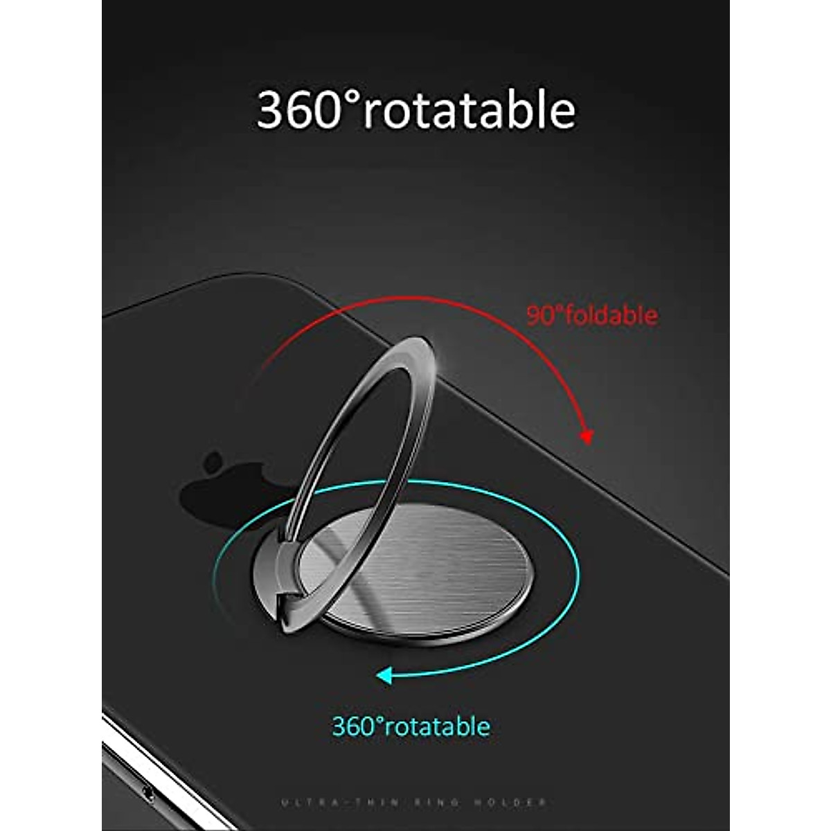 World's Slimmest Phone Ring Holder,Attom Tech Ultra Thin Cell Phone Ring Stand for Magnetic Car Mount Hook - Compatible for iPhone X 8 7 Plus 6S 6 5s 5 SE,Galaxy S8 S7 S6 Edge,Note 8 5 (Black)