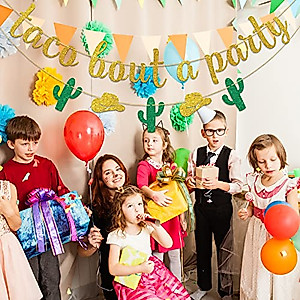 Dalaber Gold Glitter Taco Bout a Party Banner - Mexican Fiesta Theme Party Decoration Supplies - Bachelorette/Bridal Shower/Wedding/Graduation/Retirement/Birthday Party Decors Banner
