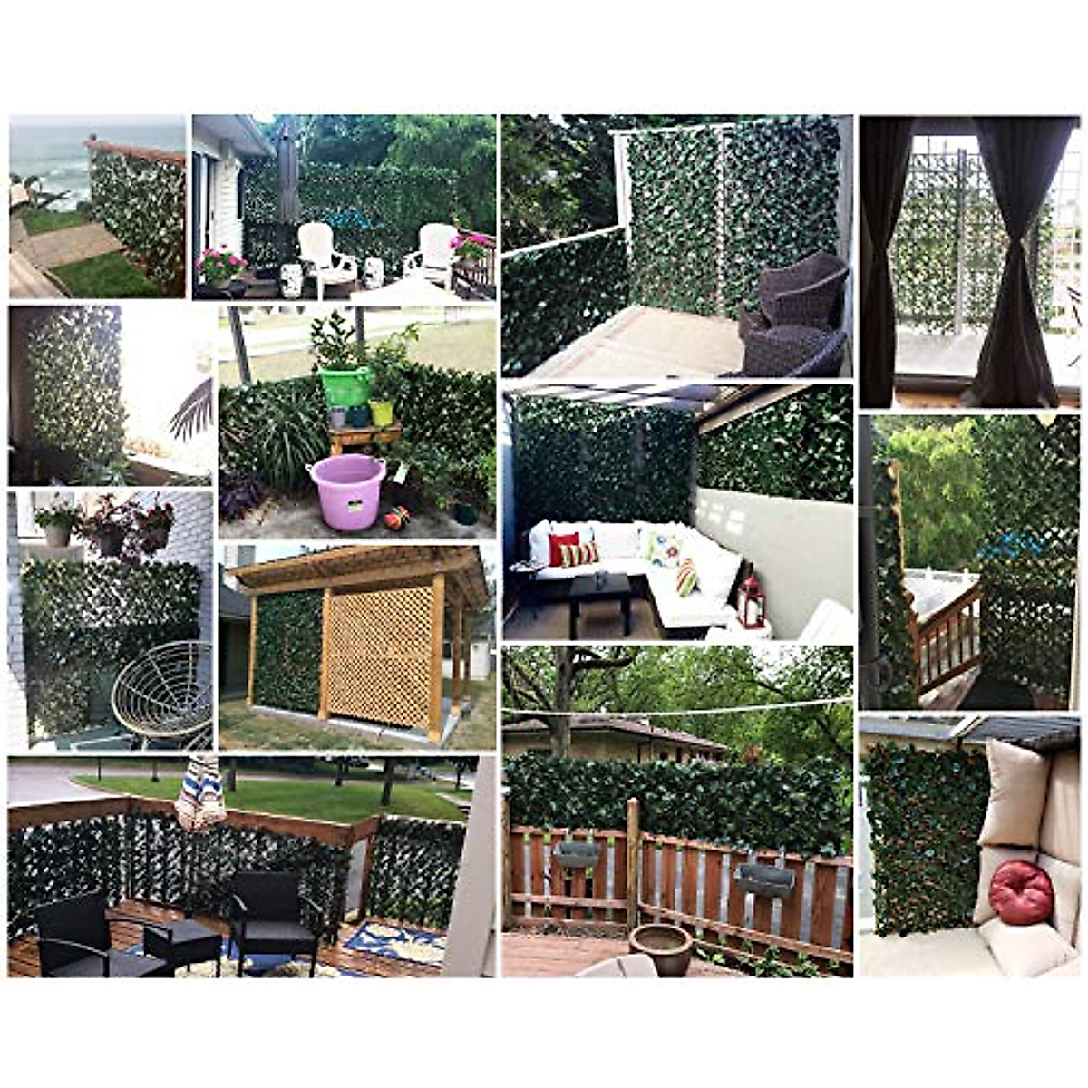 Expandable Fence Privacy Screen for Balcony Patio Outdoor,Decorative Faux Ivy Fencing Panel,Artificial Hedges (Single Sided Leaves)