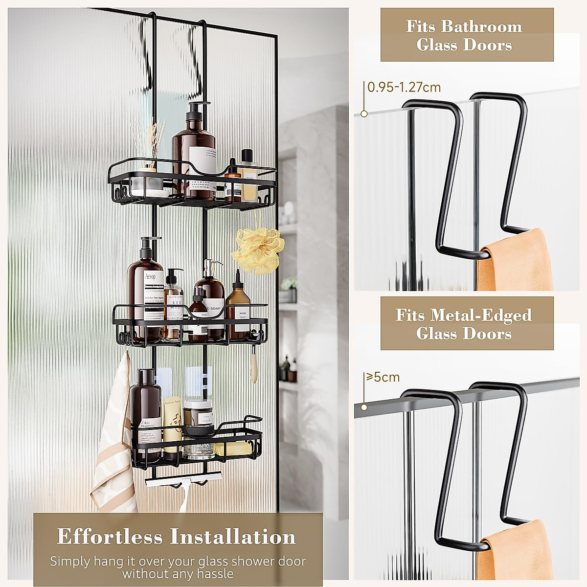 Skyapex Over the Door Shower Caddy Adjustable Bathroom Hanging Organizer Shelf Rustproof