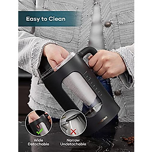 Electric Kettle, INTASTING Wide Opening Glass Kettle with Tea Infuser, 9 Smart Presets, Auto Memory, Mute, 1200W Fast Heating, BPA-Free, Easy to Clean, for Tea Bag, Dark Grey