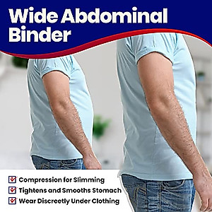 Wide Abdominal Binder Belly Wrap – Plus Size Postpartum Tummy Tuck Belt Provides Slimming Bariatric Stomach Compression or to Help Hernia or Post Surgery Healing & Support (XXL 3XL Stomach 47” to 70”