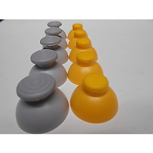 TBGS - 10 Piece Bundle Replacement Nintendo Gamecube Joystick Analog Stick Cap Covers (5 Gray Left Cap Covers + 5 Yellow Right Cap Covers)