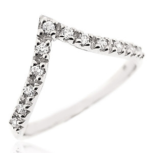 SOVATS Chevron Thumb Ring for Women Set with White Cubic Zirconia 925 Sterling Silver Rhodium Plated - Simple, Stylish &Trendy Nickel Free Ring, Size 8