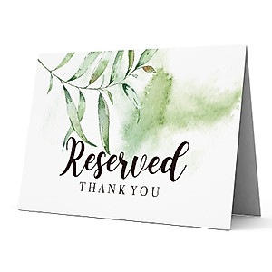 Reserved Table Tent Card, Reserved Table Signs, Table Reserved Signs, Greenery Tented Table Place Cards for Weddings, Parties, Restaurants and Celebrations, 10 Pack, 4"x6"
