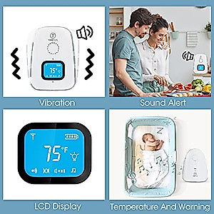 Audio Baby Monitor Crown [Updated Version] TimeFlys,Temperature Monitoring,Vibration,Lullabies,Rechargeable Battery,Two Way Talk,USB Connection,Zero Emission at Night Mode,Long Range up to 1000 ft