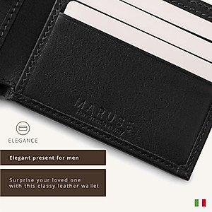 Maruse Bifold Wallet - Slim Leather Wallet – Genuine Italian Calf Leather Wallet – Elegant and Classy – Versatile and Minimalist Wallet for Men, Black