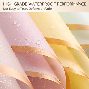 REAXYZNN 235 Pcs Bouquet Wrapping Paper Waterproof Flower Wrapping Paper for DIY Craft, Florist Supplies with Bouquet Pin Butterfly Decoration Ribbons Greeting Cards for Wedding Birthday Present (10 Colors)