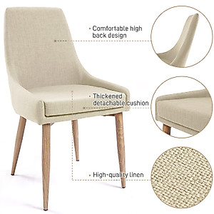 E&D FURNITURE Dining Chairs, Accent Living Room Chair Set of 2 Beige Kitchen and Dining Room Chairs with High Back 2 Pack Fabric Dining Chairs Sillas para Comedor Upholstered Dining Metal Leg Chairs