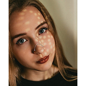 Tornito Nose Chain Piercing Across Double Nose Stud Chain CZ Heart Ball L Shaped Nose Chain 4.2CM Nostril Piercing Jewelry for Women Men 20G Silver Tone