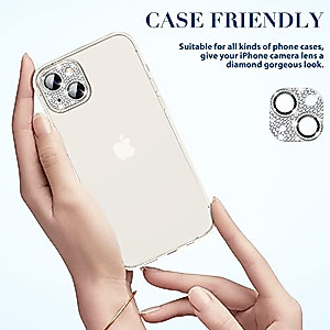 Goton for iPhone 14 Plus & iPhone 14 Camera Lens Protector Bling, Glitter Diamond Metal Lens Cover Glass Screen Protector Accessories for iPhone 14 Plus & 14 Silver