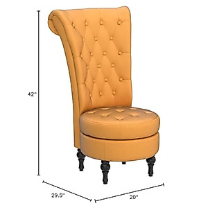 Container Furniture Direct - Mustard Yellow Velvet Accent Chair with Storage and Luxurious Upholstery, Retro Design and Versatile Usage for Livingroom, Bedroom, Lounge and Office