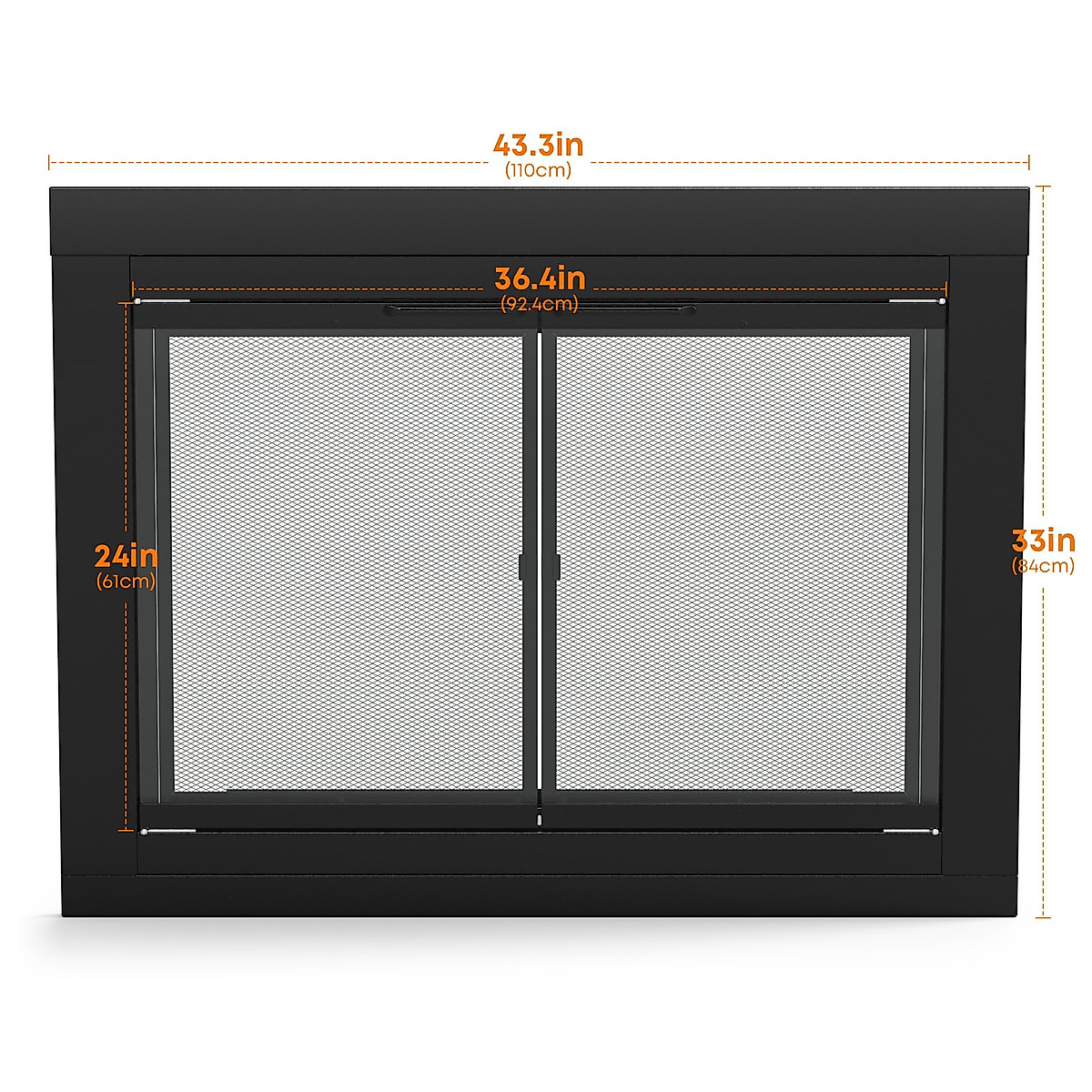 Stanbroil Fireplace Glass Cabinet-Style Door, Black Finish, Large, Decorative Fireplace Screen Door for Fireplace Accessories