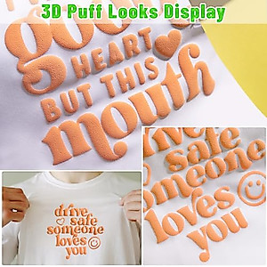 Gatichetta Heat Transfer Vinyl 10"x6ft 3D Puff HTV Heat Press Iron on Vinyl Foaming HTV for T-Shirts, Fabris, DIY Designs, Peach Pink