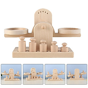 iplusmile Wooden Scale Wooden Montessori Math Materials Weighing Scale Set Preschool Educational Learning Tool 1 Set
