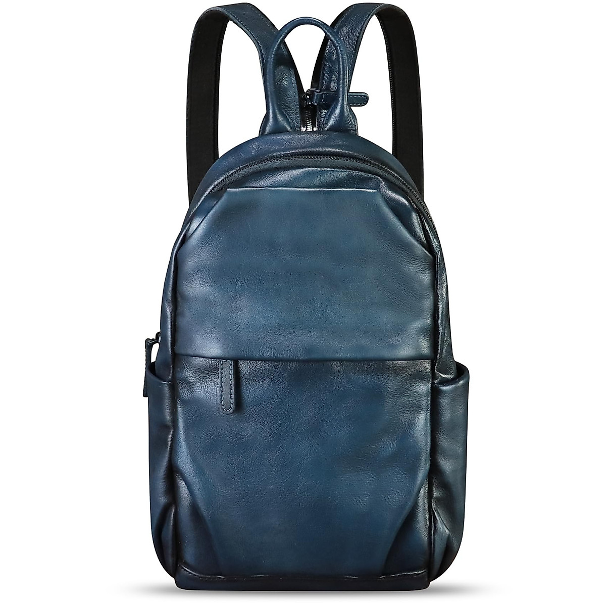 Genuine Leather Sling Bag Retro Crossbody Sling Backpack Handmade Chest Vintage Shoulder Daypack Purse Fanny Pack (NavyBlue)