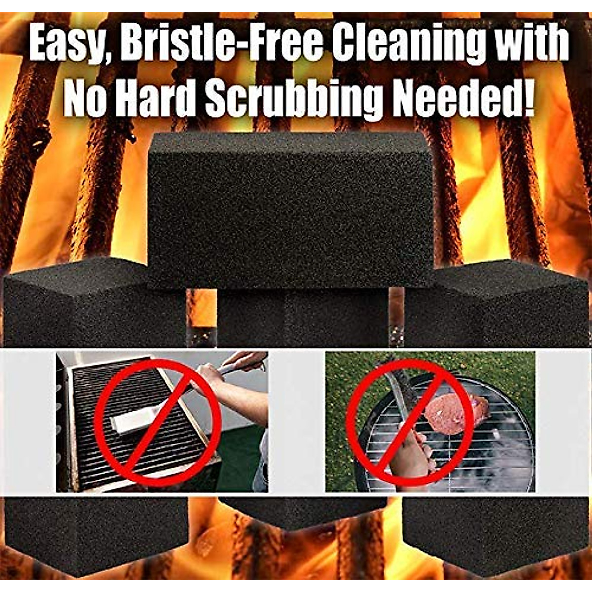 Commercial Grade, Heavy Duty Grill Cleaning Brick Bulk 4 Pack. Pumice Stone Cleaner Tool Cleans and Sanitizes Restaurant Flat Top Grills or Griddles Effectively Without Harsh Chemicals or Abrasives
